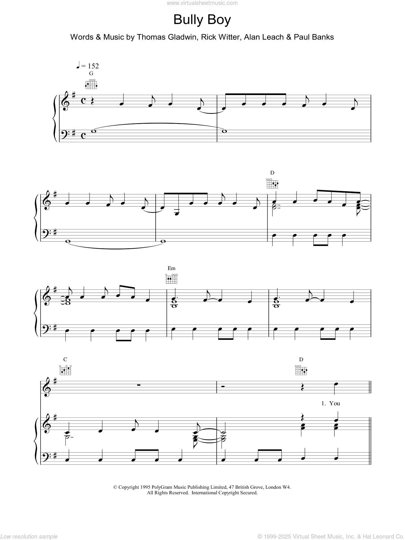 Bully Boy sheet music for voice, piano or guitar (PDF)