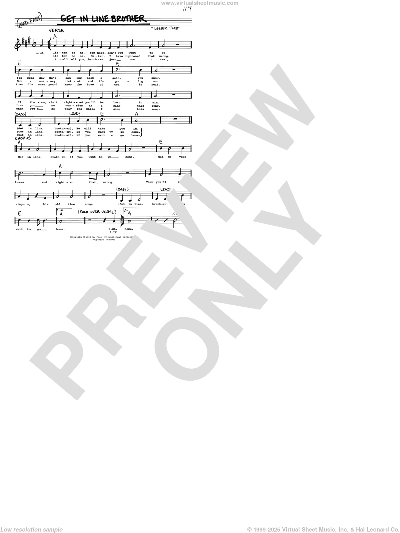 Get In Line Brother sheet music (real book with lyrics) (PDF)