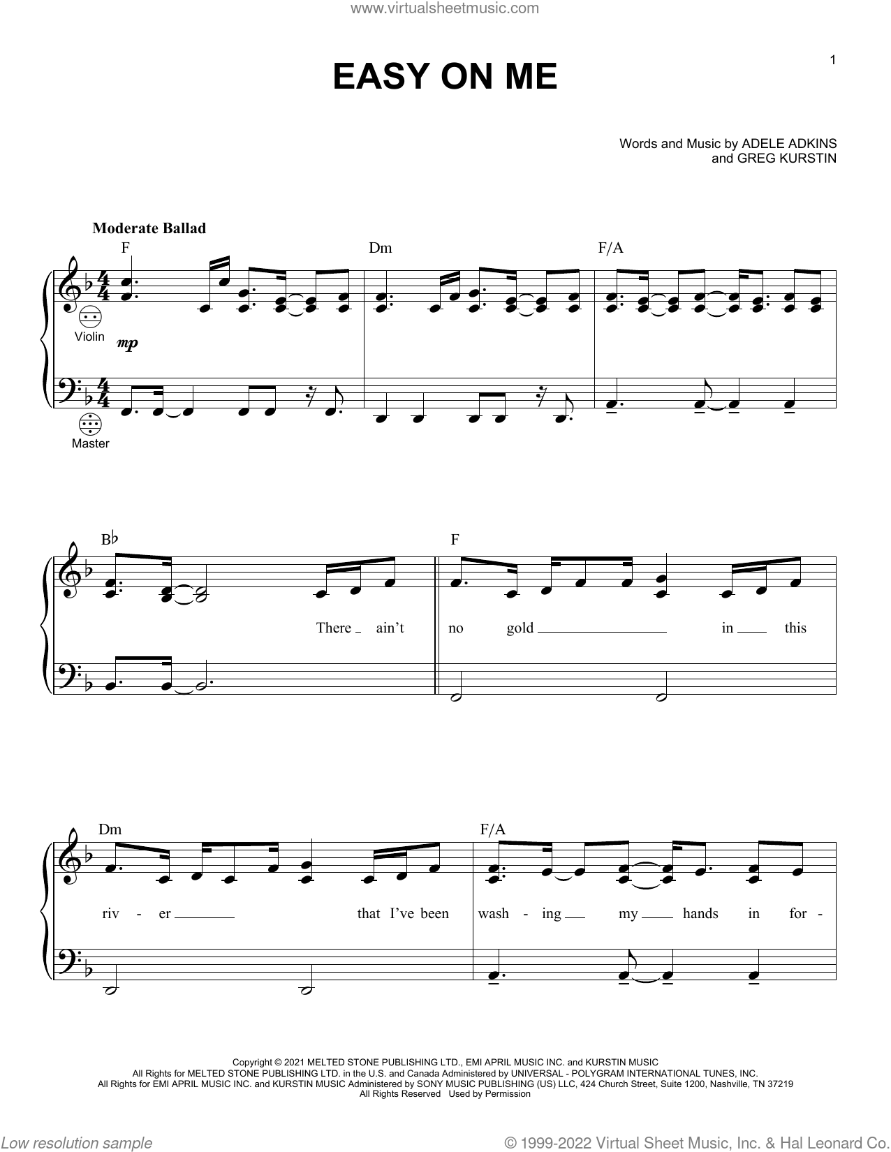Easy On Me sheet music for accordion (PDF-interactive)