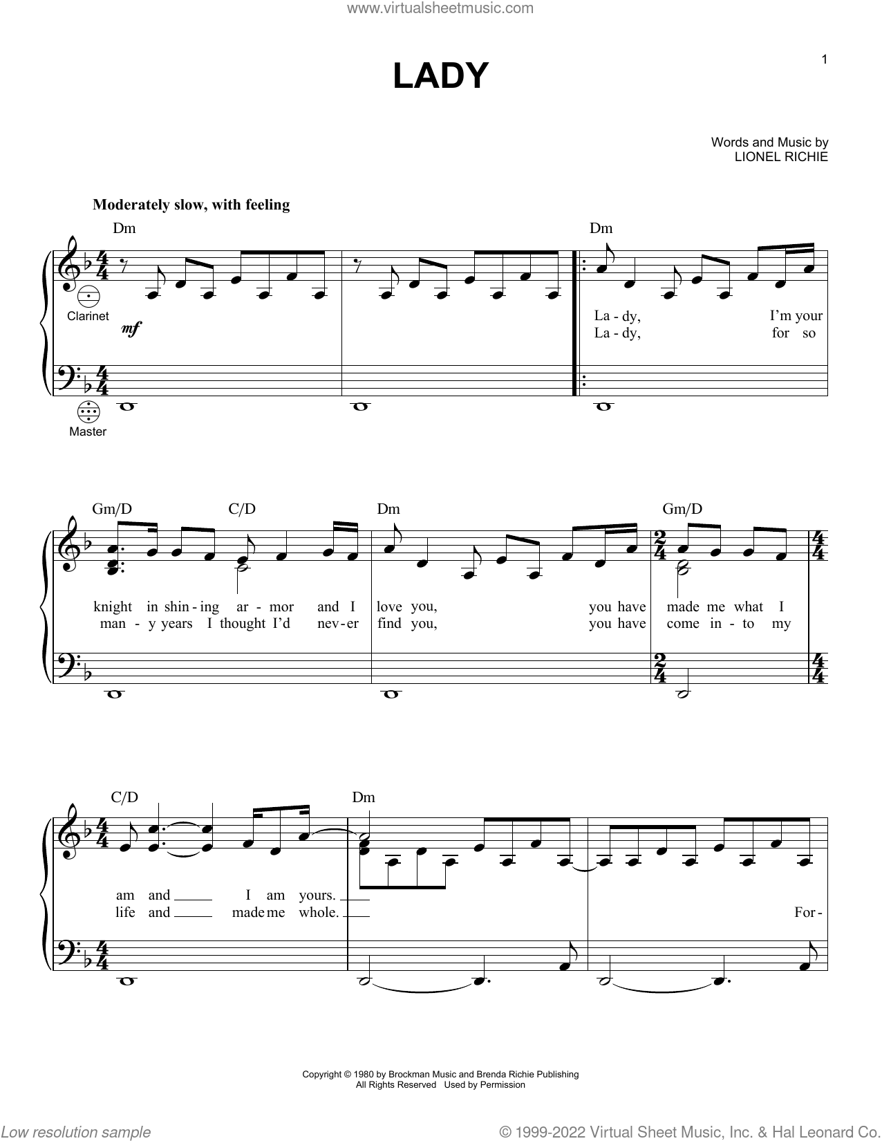 Lady sheet music for accordion (PDF-interactive)