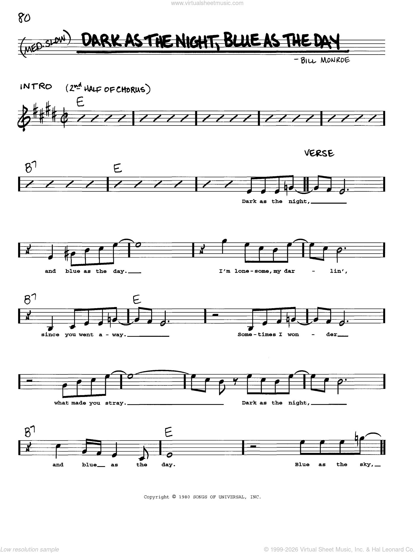 Dark As The Night, Blue As The Day sheet music (real book with lyrics)
