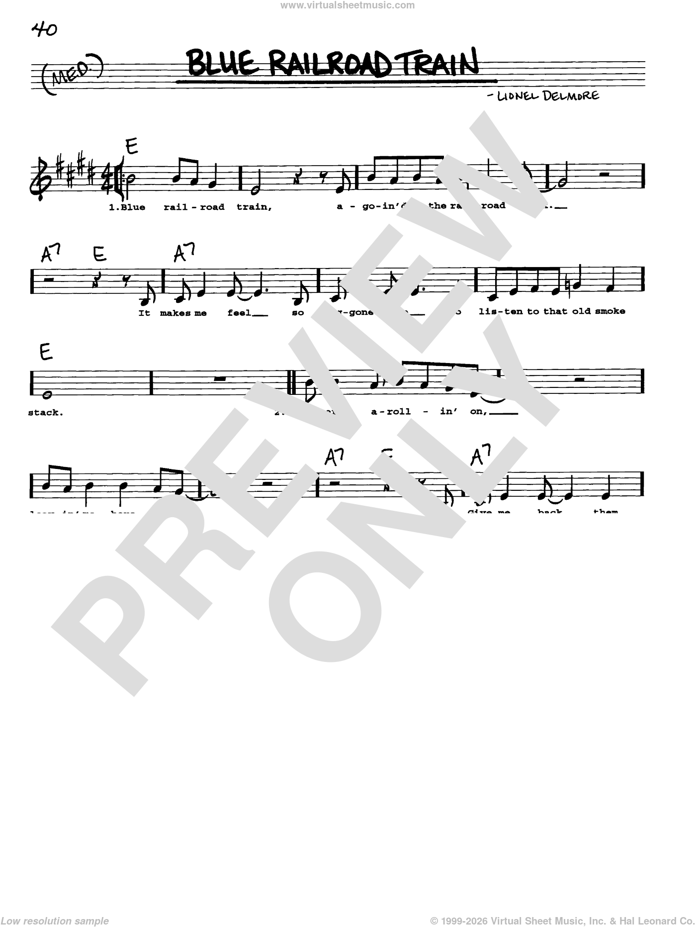 Blue Railroad Train sheet music (real book with lyrics) (PDF)