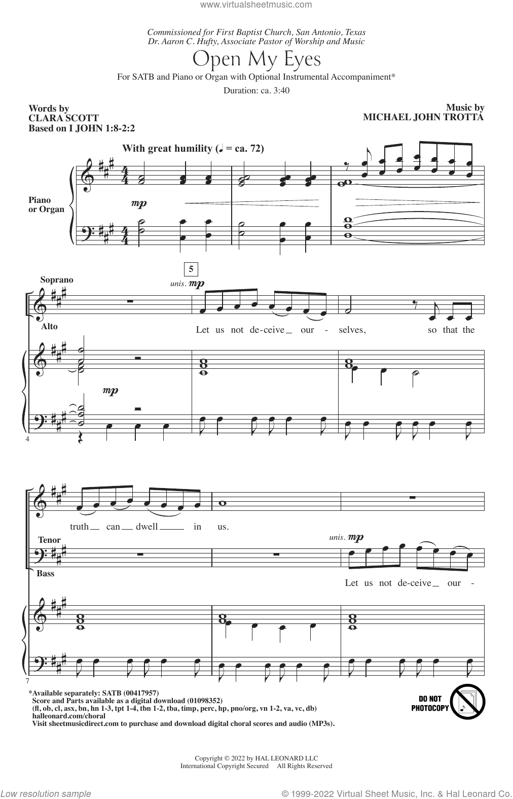 Open My Eyes sheet music for choir (SATB: soprano, alto, tenor, bass)