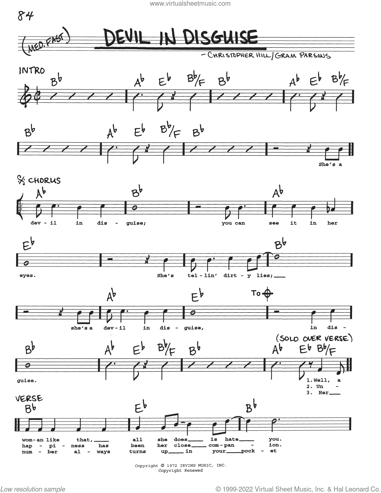 Devil In Disguise sheet music (real book with lyrics) (PDF)