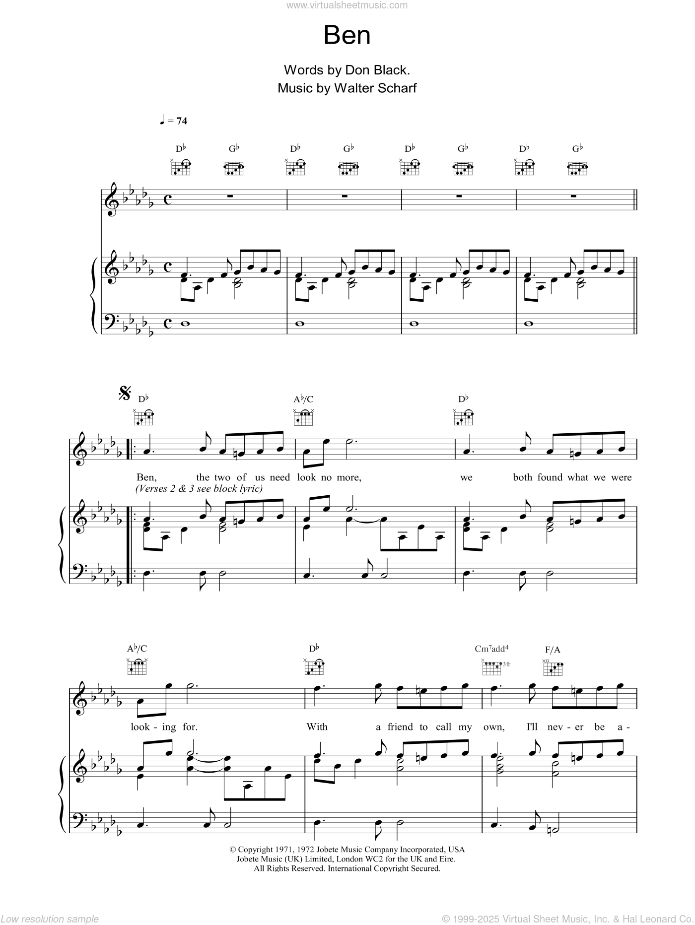 Boyzone: Ben sheet music for voice, piano or guitar (PDF)