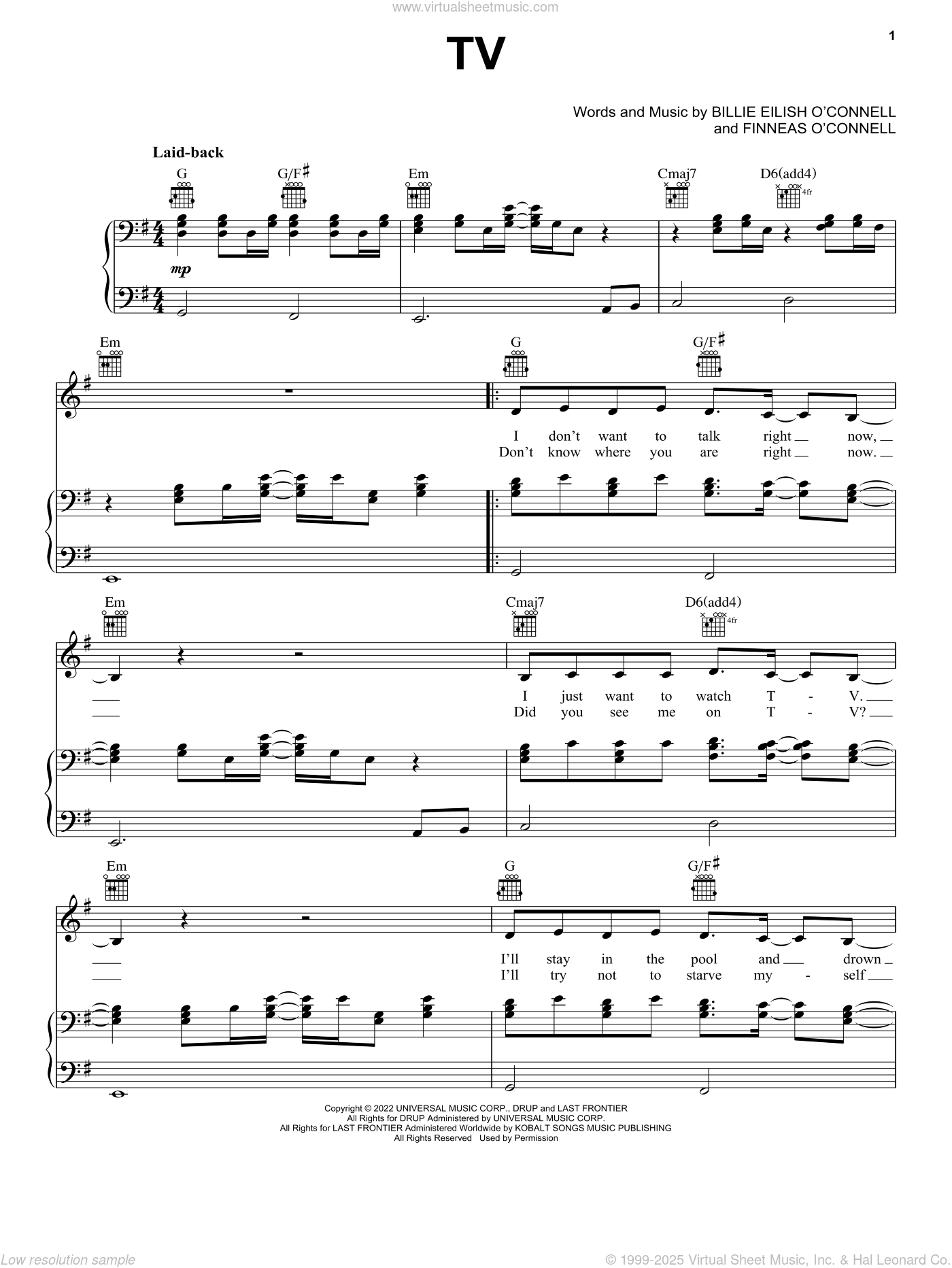 TV sheet music for voice, piano or guitar (PDF-interactive)