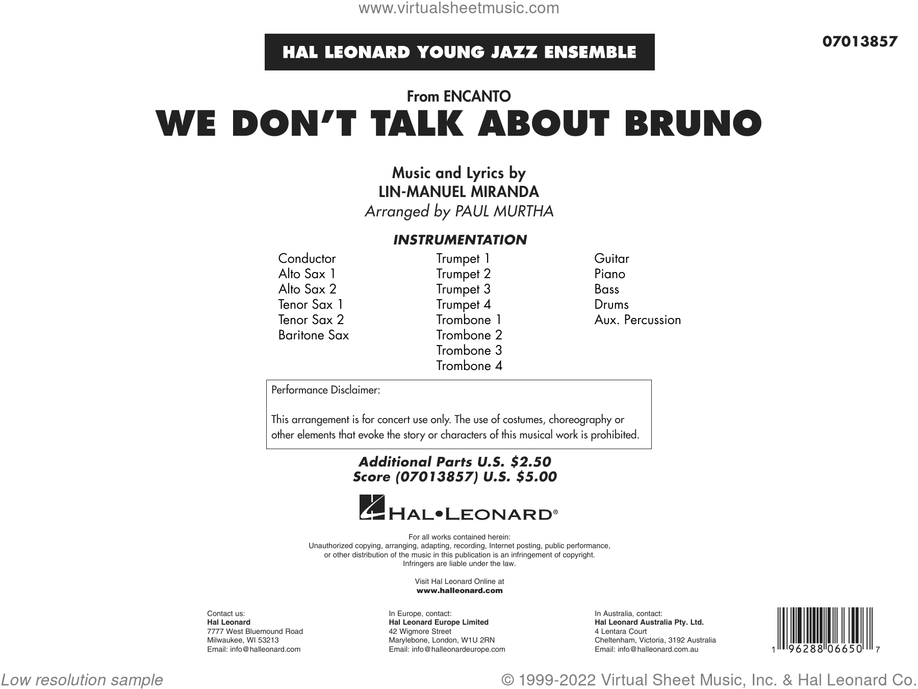 We Don't Talk About Bruno (from Encanto) (arr. Paul Murtha) sheet music ...