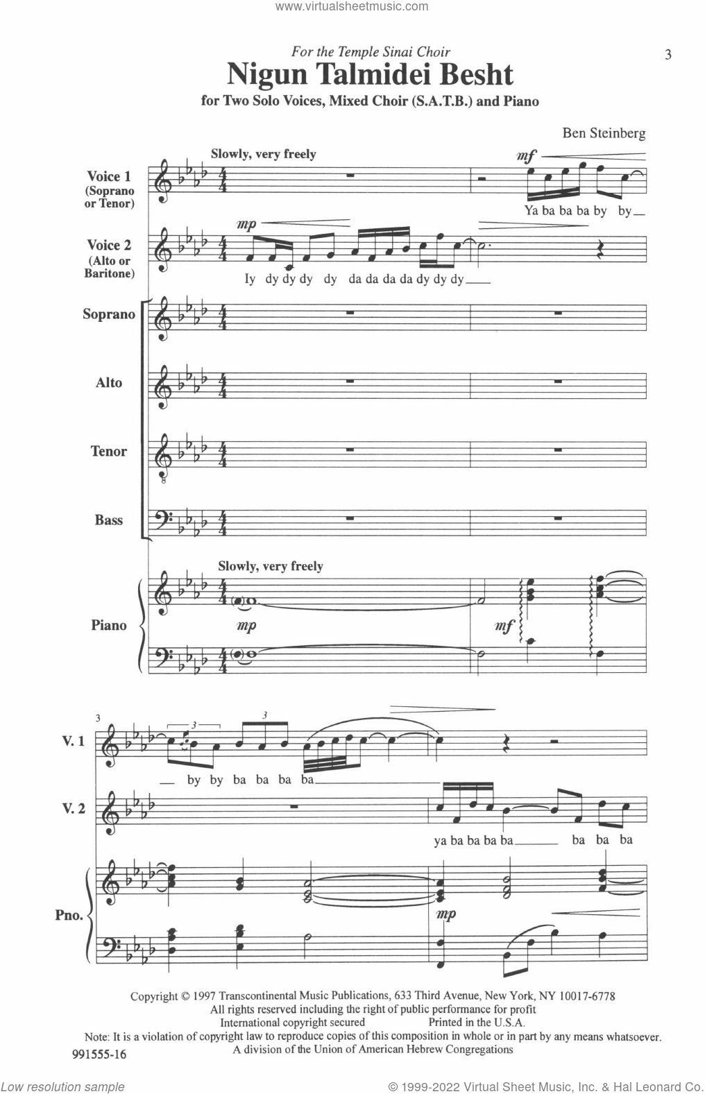 Nigun Talmidei Besht sheet music for choir (SATB: soprano, alto, tenor ...