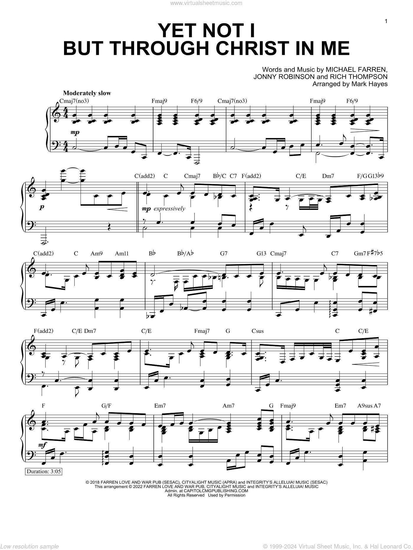 Yet Not I But Through Christ In Me (arr. Mark Hayes) sheet music ...