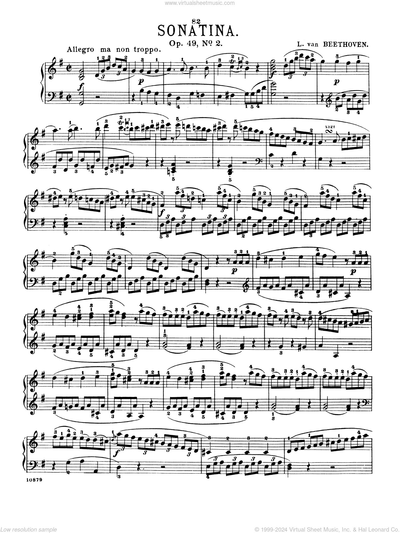 Sonatina In G Major, Op. 49, No. 2 sheet music for piano solo