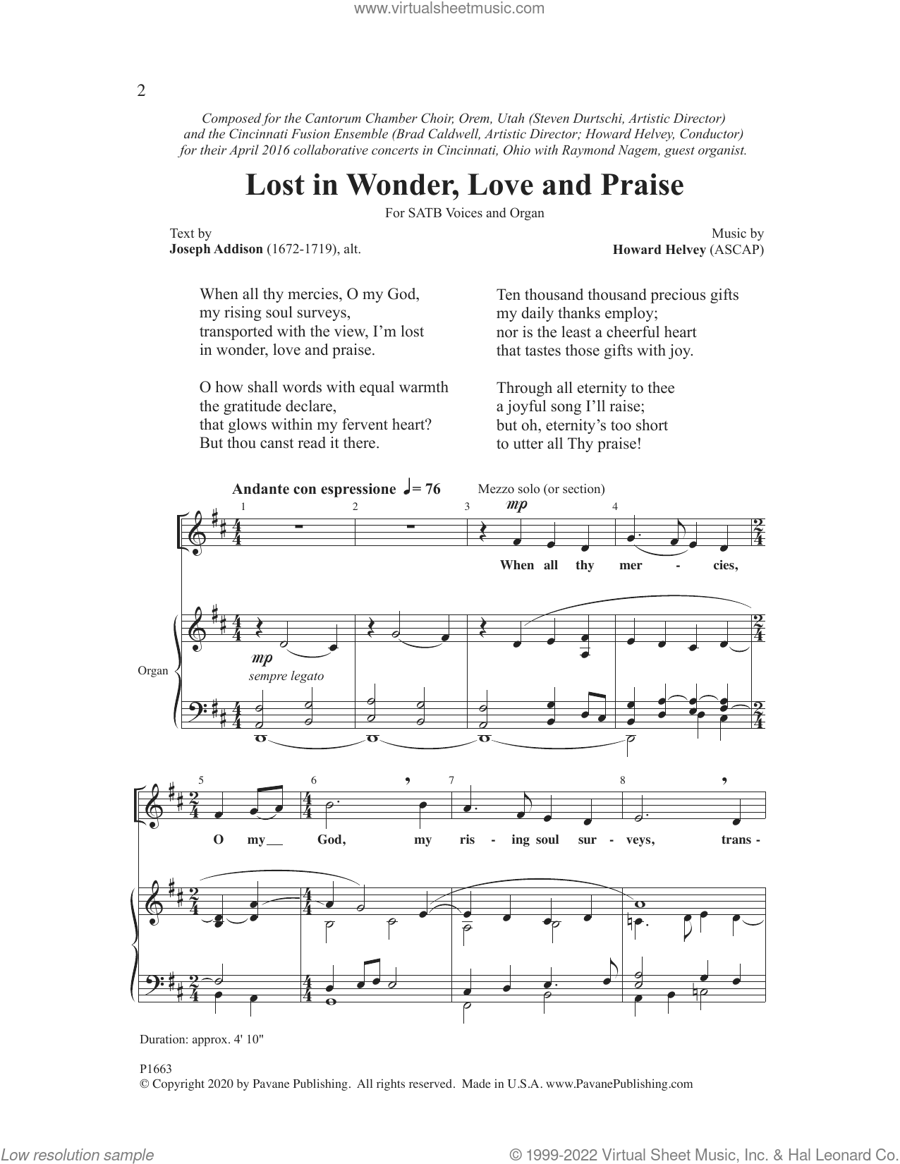 Lost In Wonder, Love And Praise sheet music for choir (SATB: soprano ...