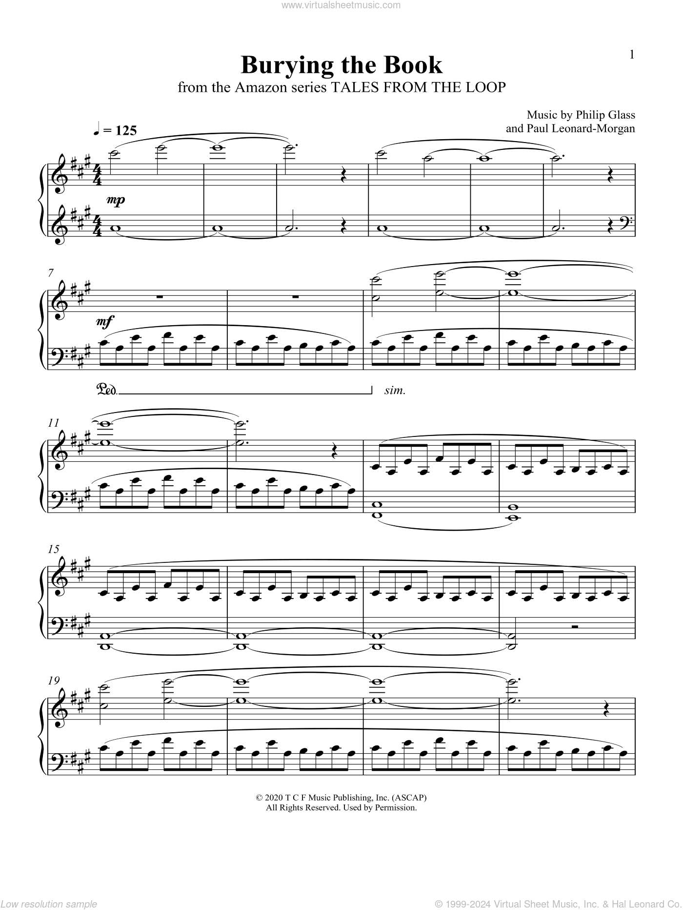 Burying The Book (from Tales From The Loop) sheet music for piano solo