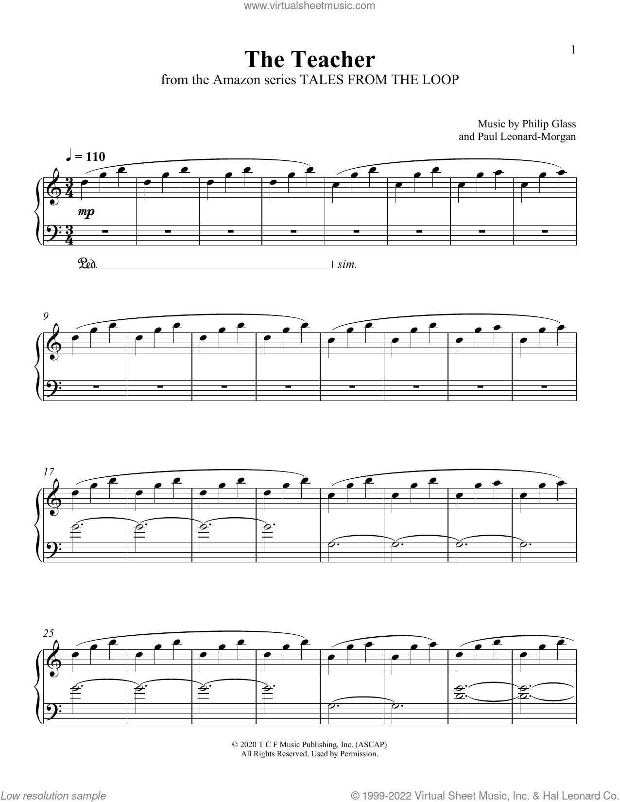 The Teacher (from Tales From The Loop) sheet music for piano solo