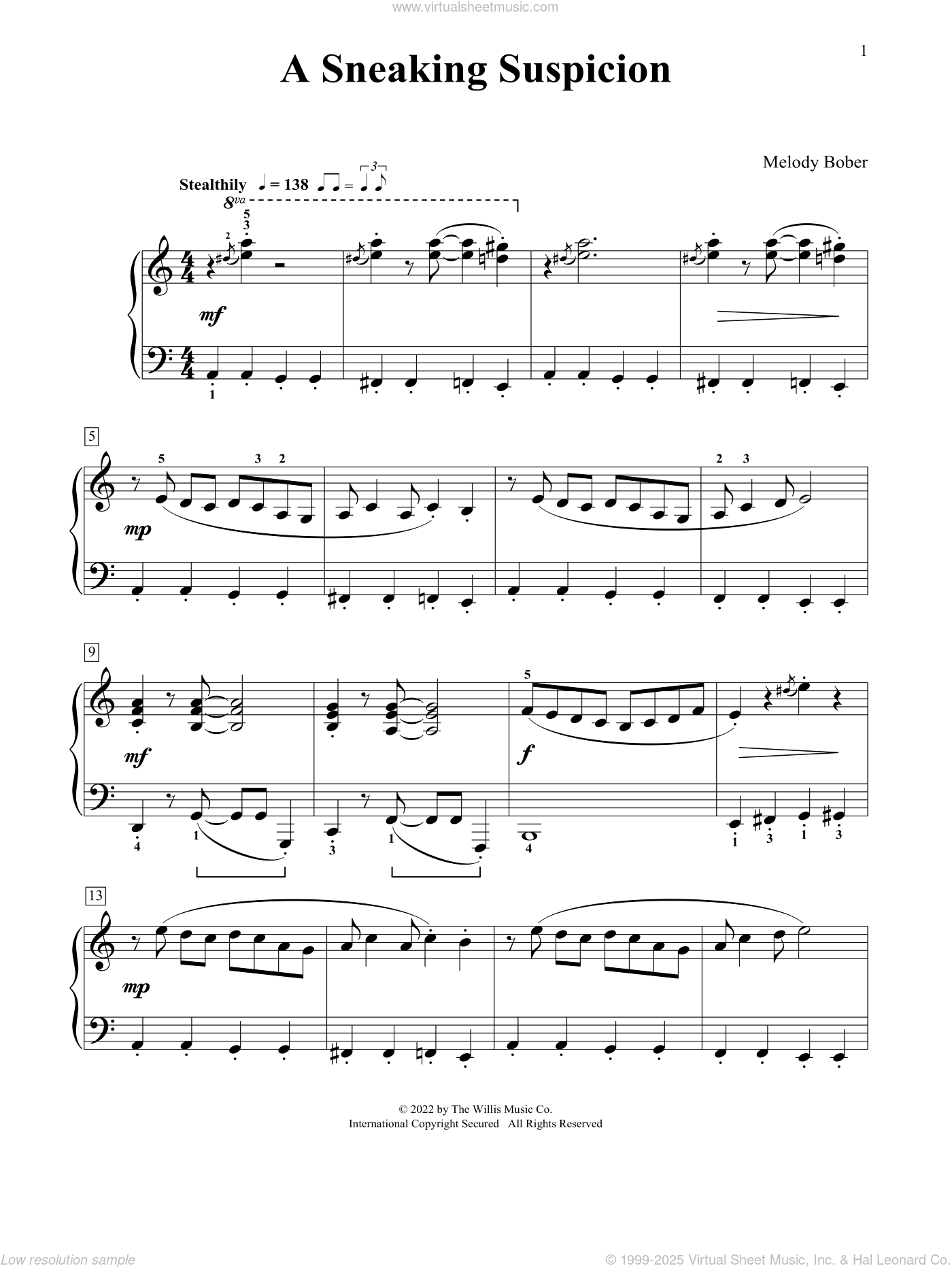 A Sneaking Suspicion sheet music for piano solo (elementary)