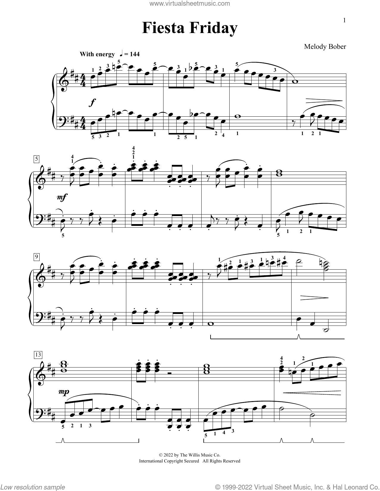 Fiesta Friday sheet music for piano solo (elementary) (PDF)