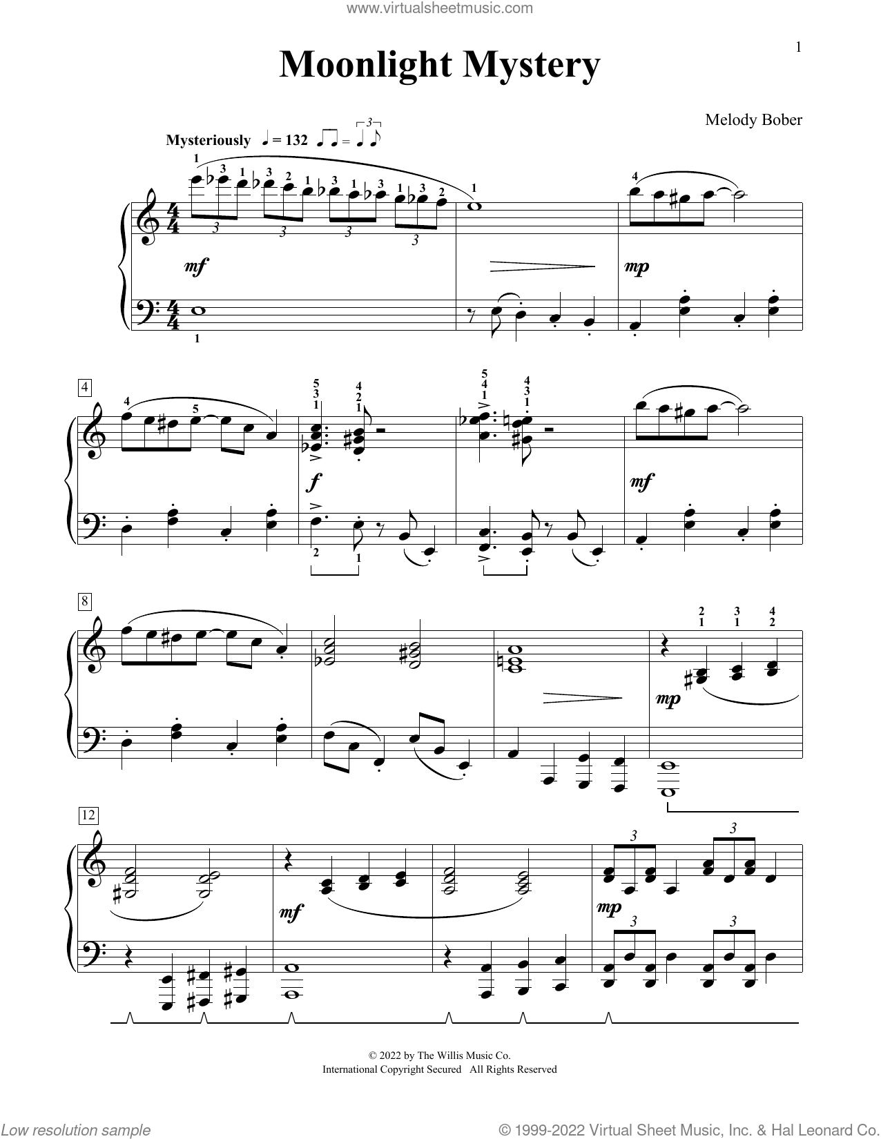 Moonlight Mystery sheet music for piano solo (elementary) (PDF)