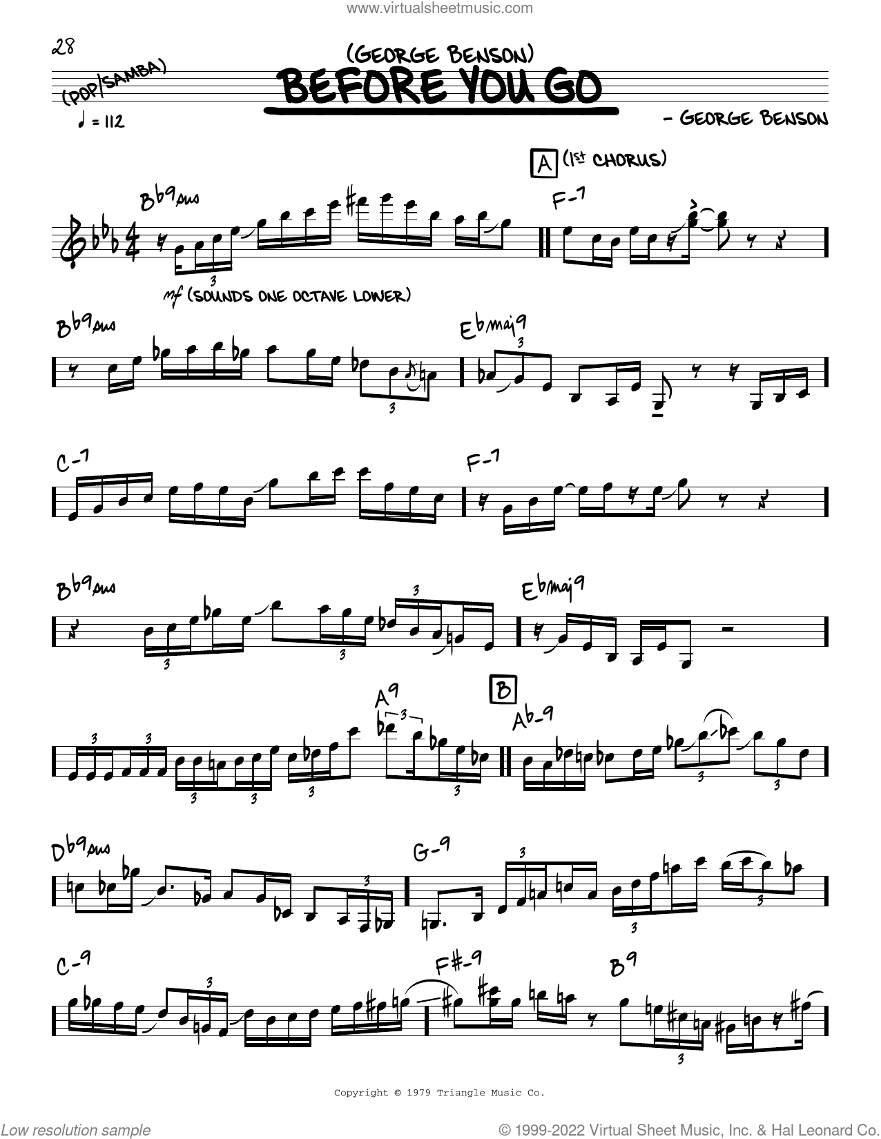 Before You Go (solo only) sheet music (real book - melody and chords ...