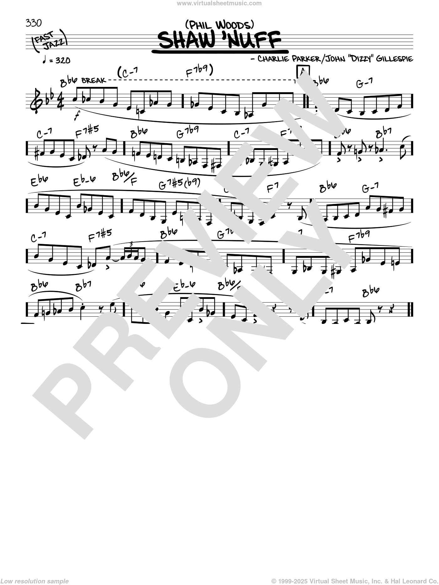 Shaw 'Nuff (solo only) sheet music (real book - melody and chords ...