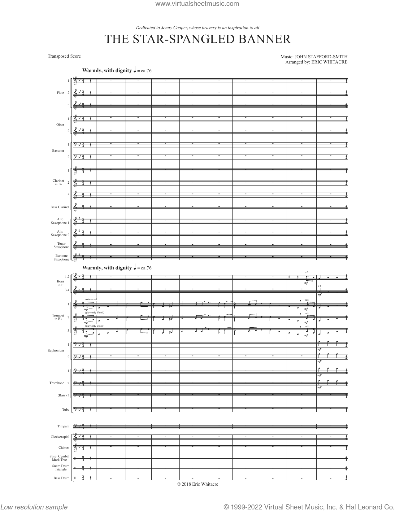 The Star-Spangled Banner (arr. Eric Whitacre) sheet music (complete ...