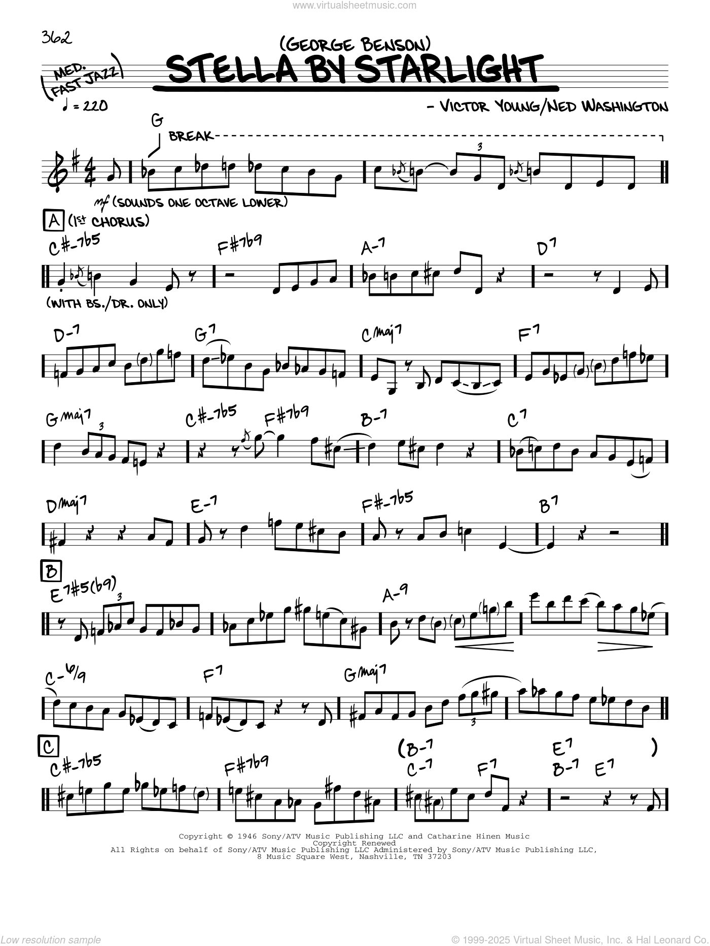 George Benson: Stella By Starlight (solo only) sheet music (real book - melody and chords) (real ...