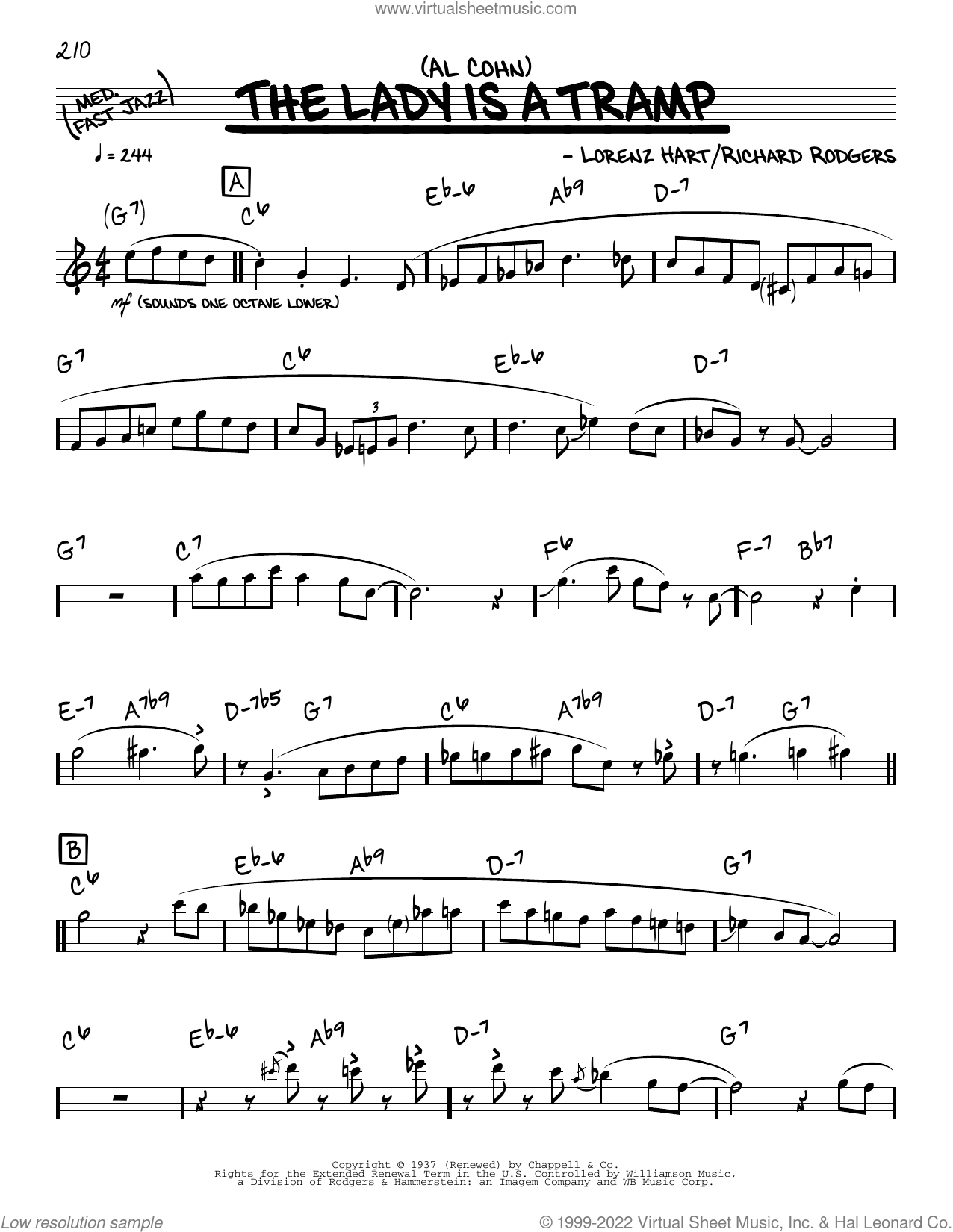 The Lady Is A Tramp sheet music (real book - melody and chords) (real book)