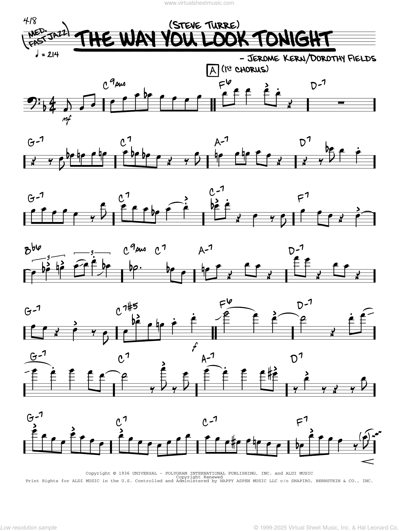 Steve Turre: The Way You Look Tonight (solo only) sheet music (real ...