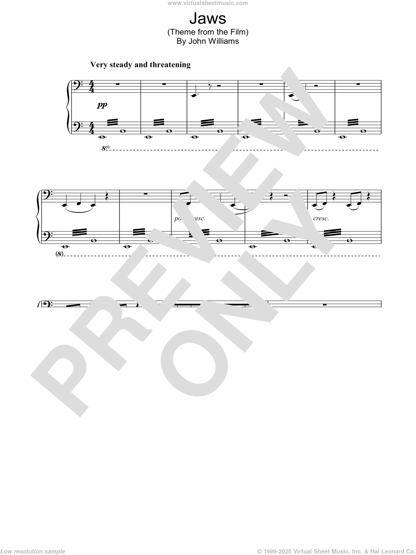 Williams - Theme from Jaws sheet music (intermediate version 2) for ...