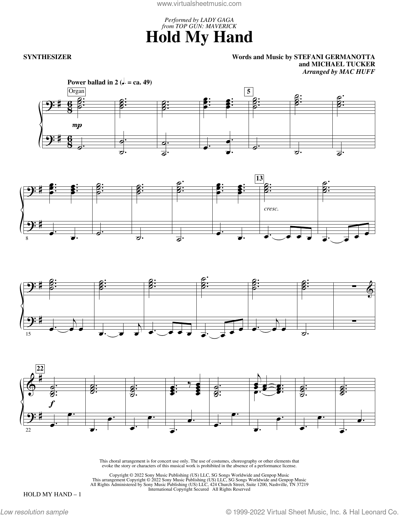 Hold My Hand (from Top Gun: Maverick) (arr. Mac Huff) (complete set of ...