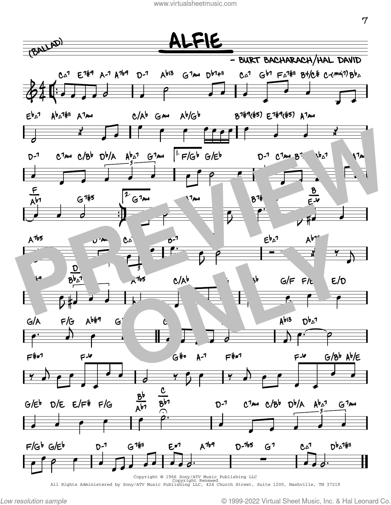 Alfie (arr. David Hazeltine) sheet music (real book - melody and chords ...