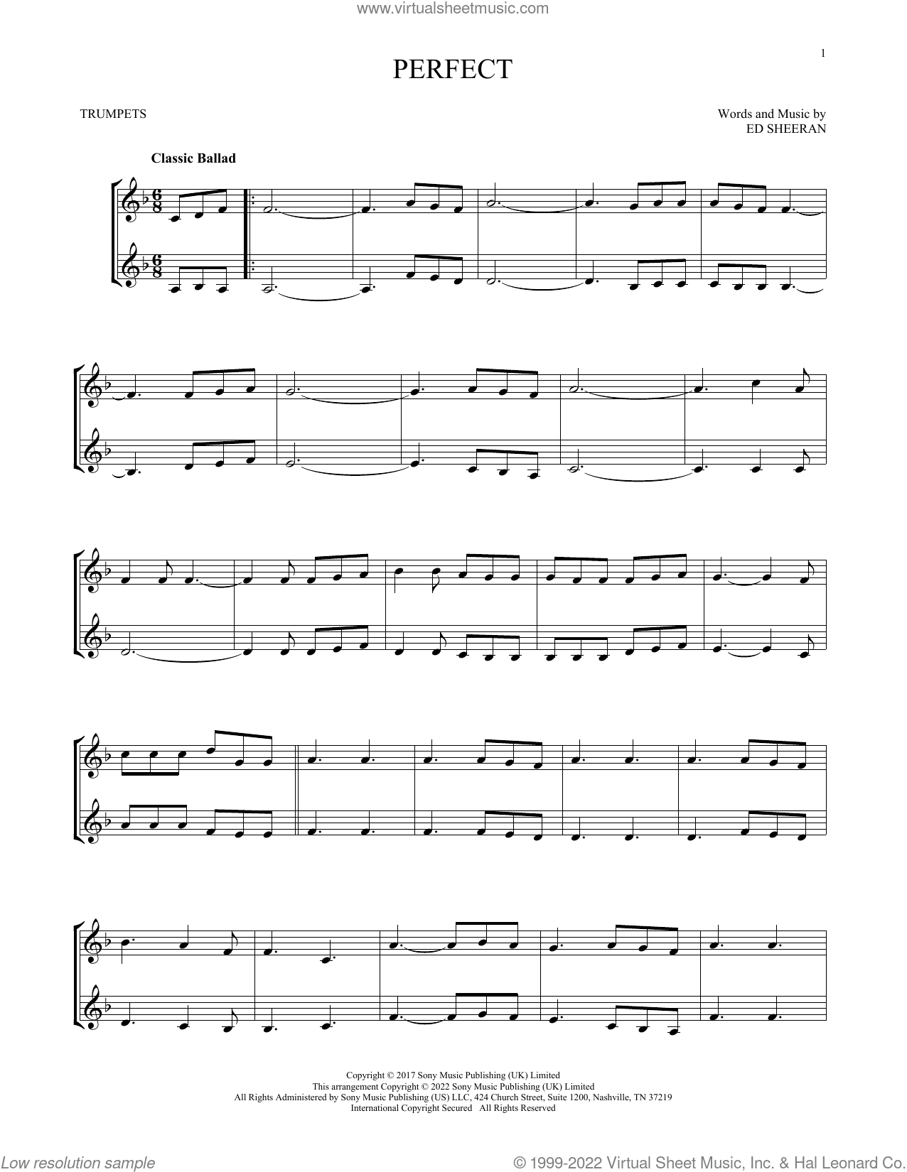 Perfect sheet music for two trumpets (duet, duets) (PDF)