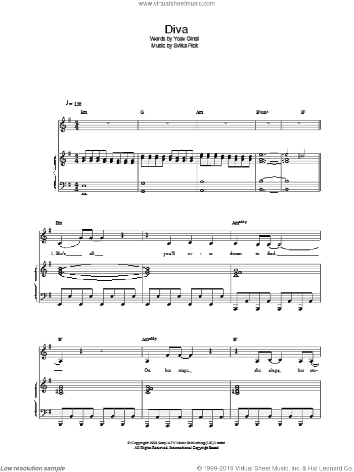 Dana International: Diva sheet music for voice, piano or guitar