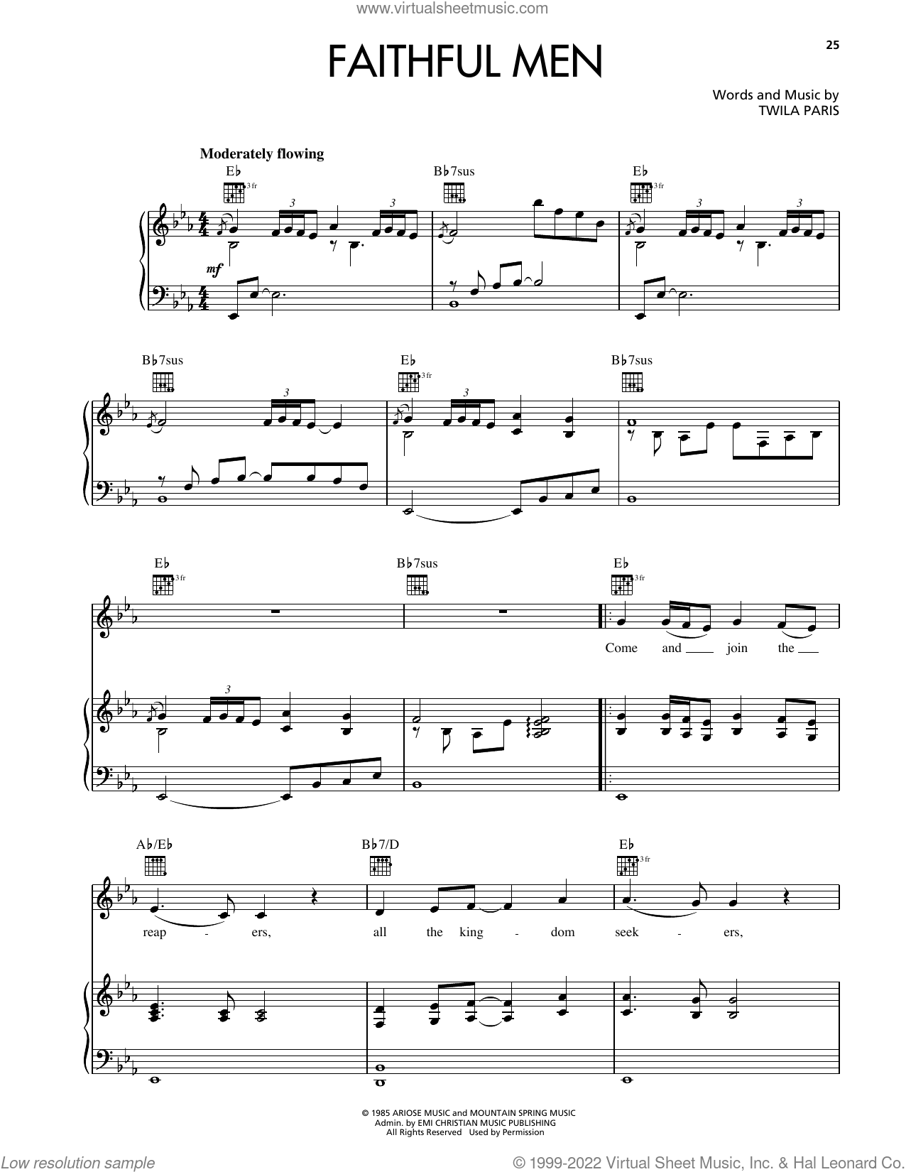 Faithful Men sheet music for voice, piano or guitar (PDF)
