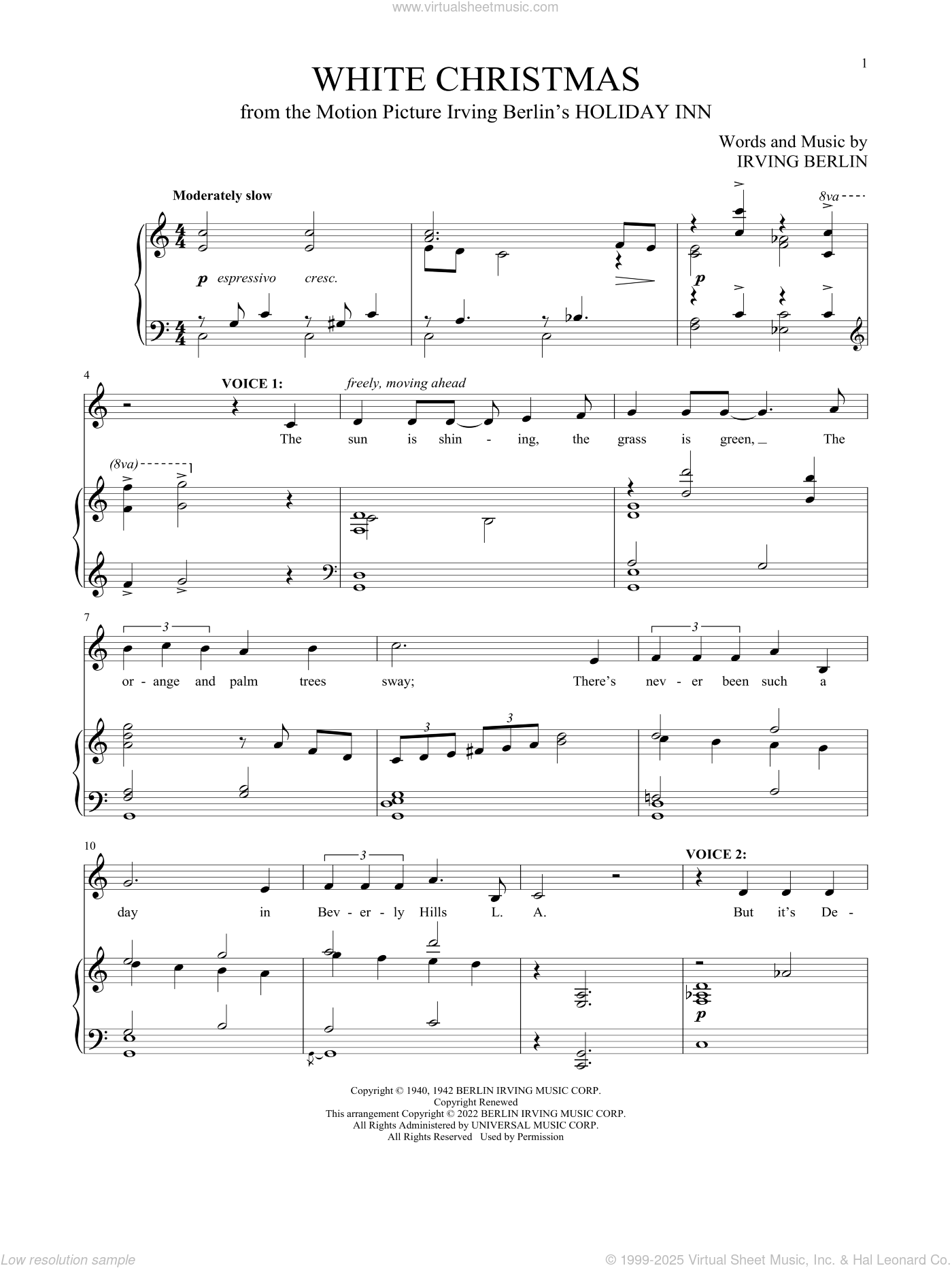 White Christmas sheet music for two voices and piano (PDF)