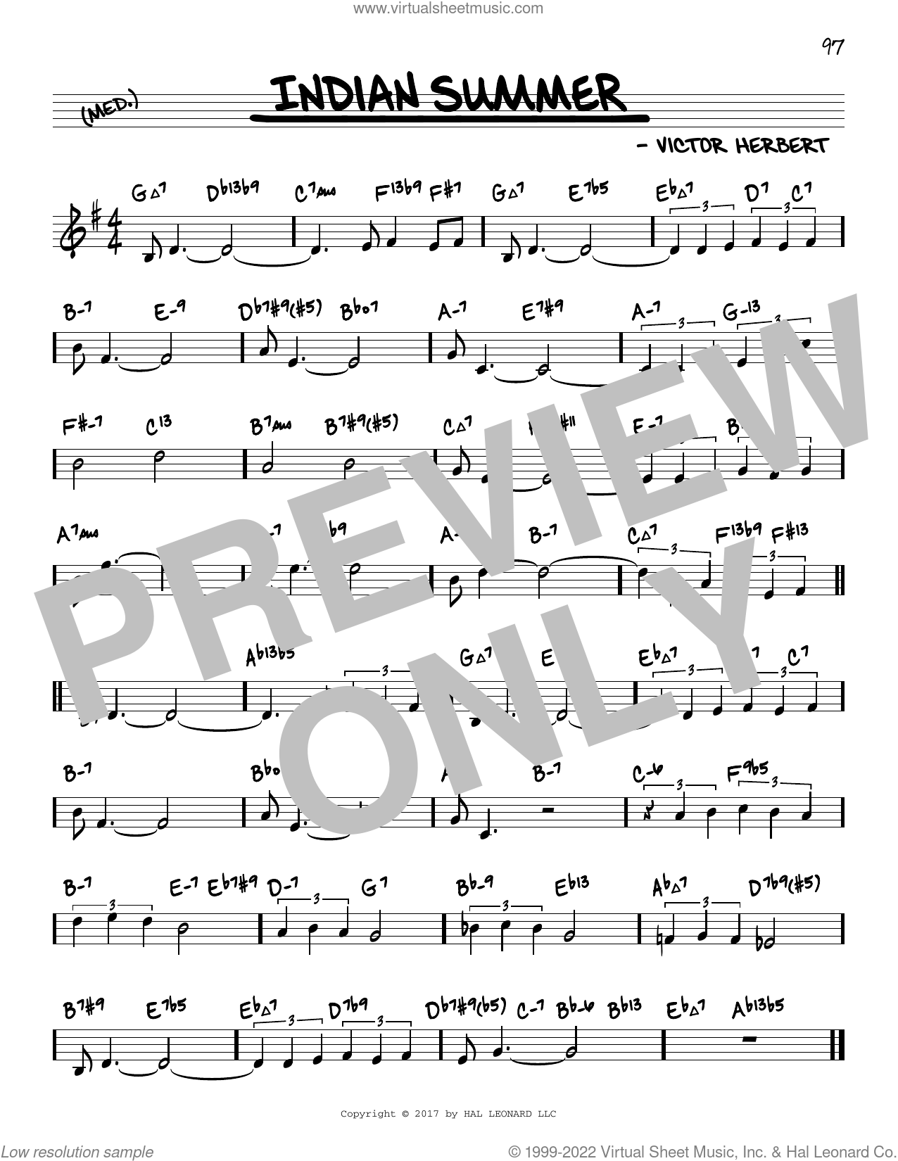 Indian Summer (arr. David Hazeltine) sheet music (real book)