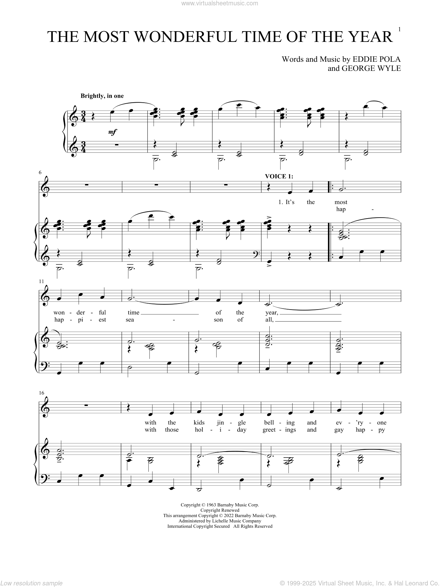 The Most Wonderful Time Of The Year sheet music for two voices and piano
