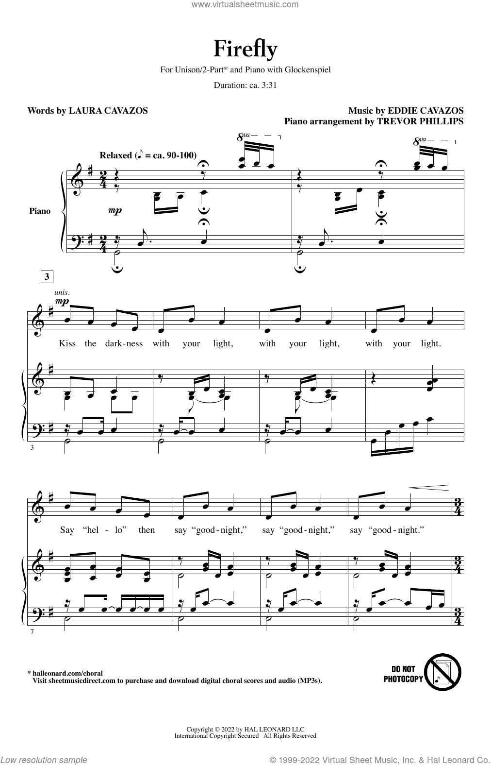 Firefly (arr. Trevor Phillips) sheet music for choir (Unison, 2-Part)