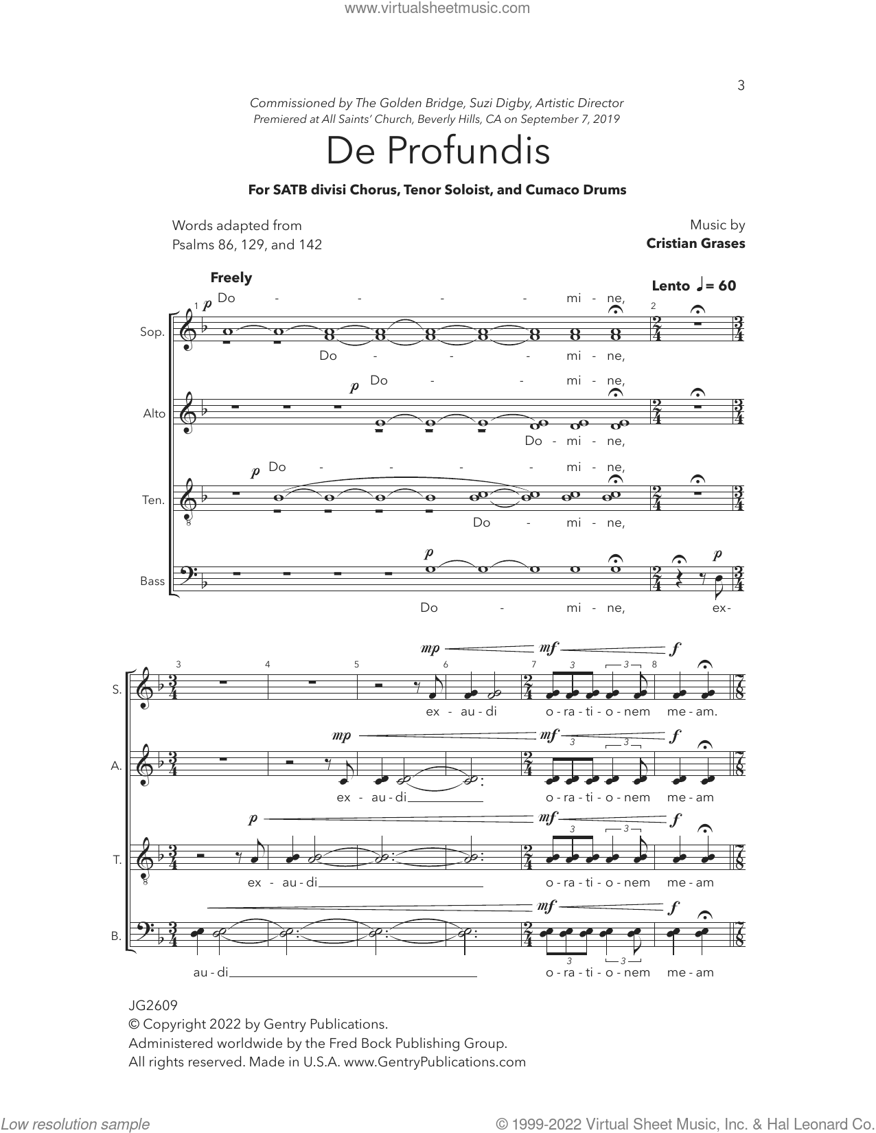 De Profundis sheet music for choir (SATB Divisi) (PDF)