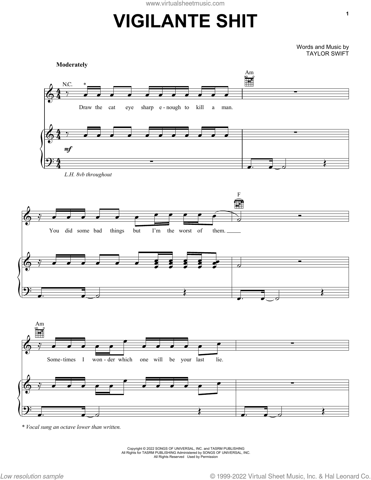 Vigilante Shit sheet music for voice, piano or guitar (PDF)