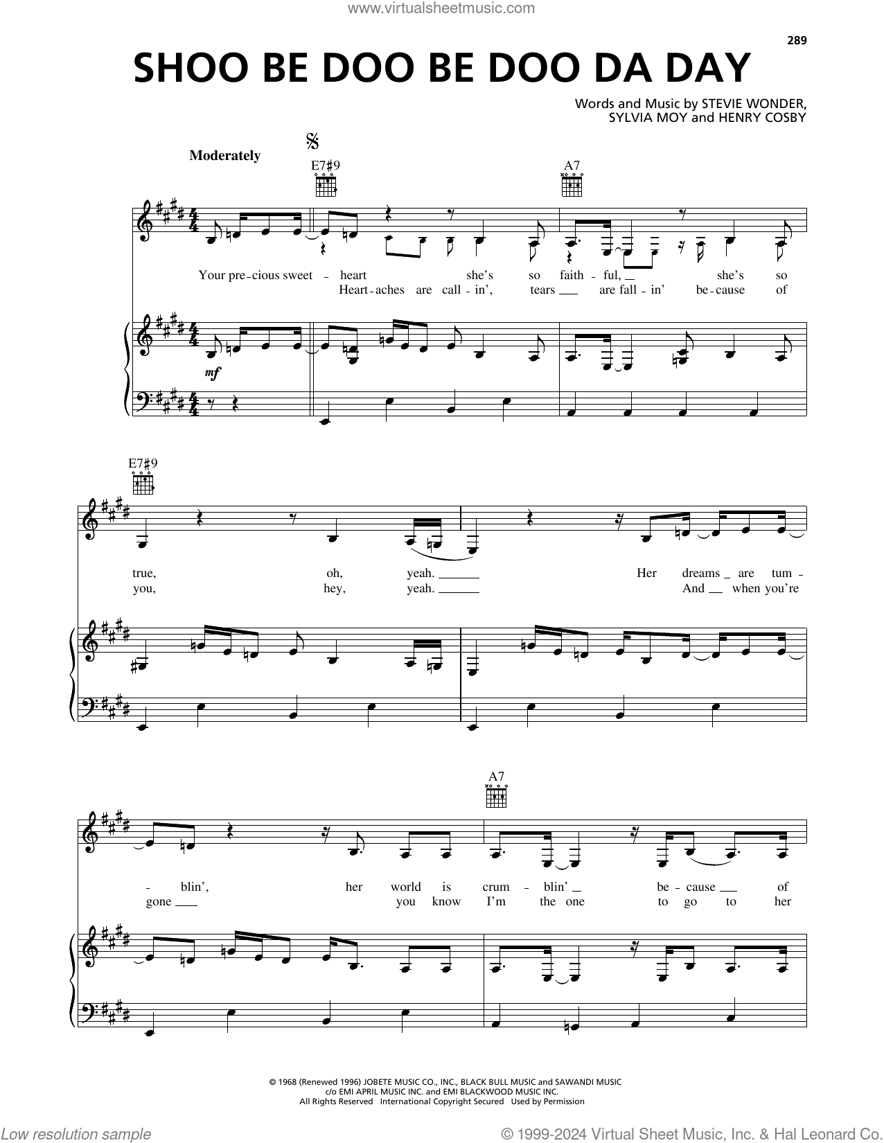 Shoo Be Doo Be Doo Da Day sheet music for voice, piano or guitar
