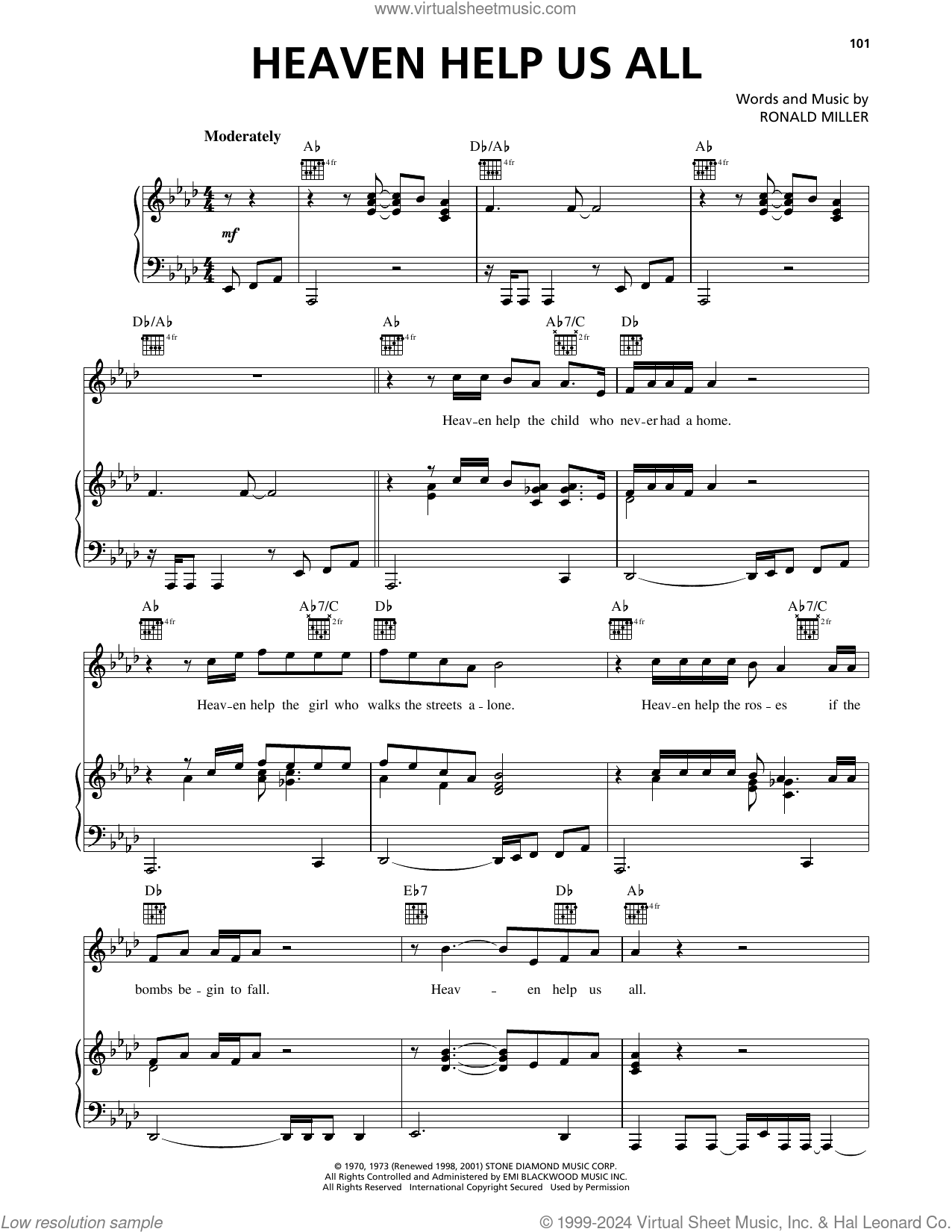 Heaven Help Us All sheet music for voice, piano or guitar (PDF)