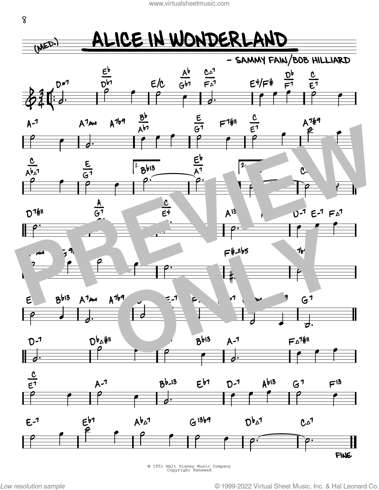 Alice In Wonderland (arr. David Hazeltine) sheet music (real book ...