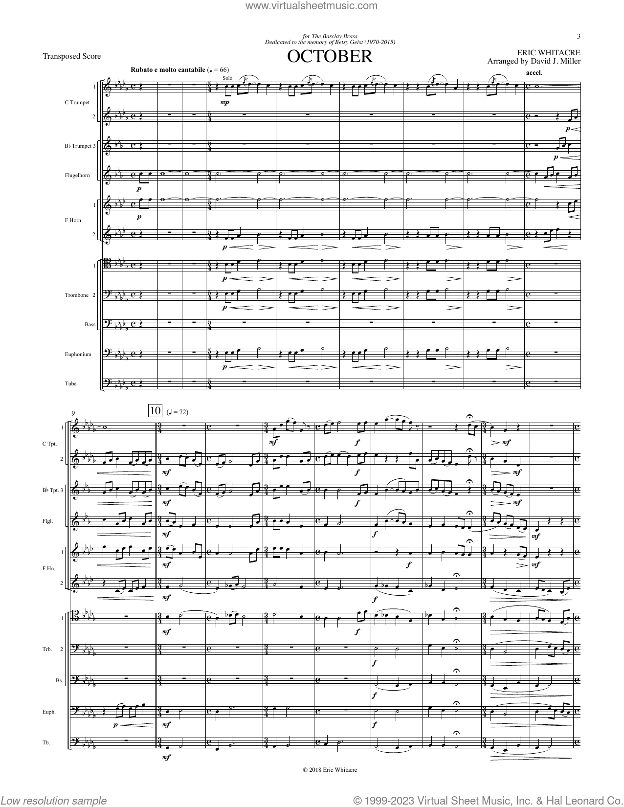 October sheet music (complete collection) for brass ensemble