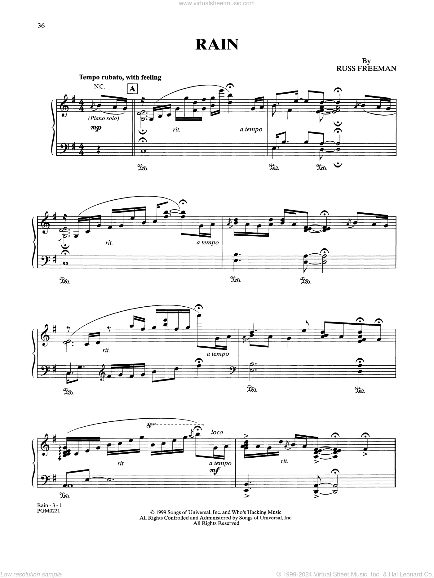 Rain sheet music for guitar solo (PDF)