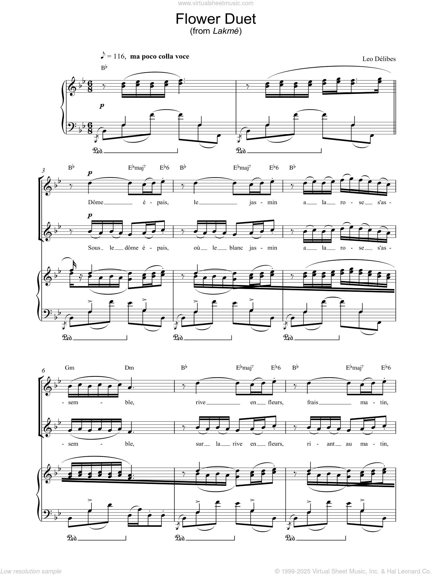 Flower Duet sheet music for voice, piano or guitar (PDF)