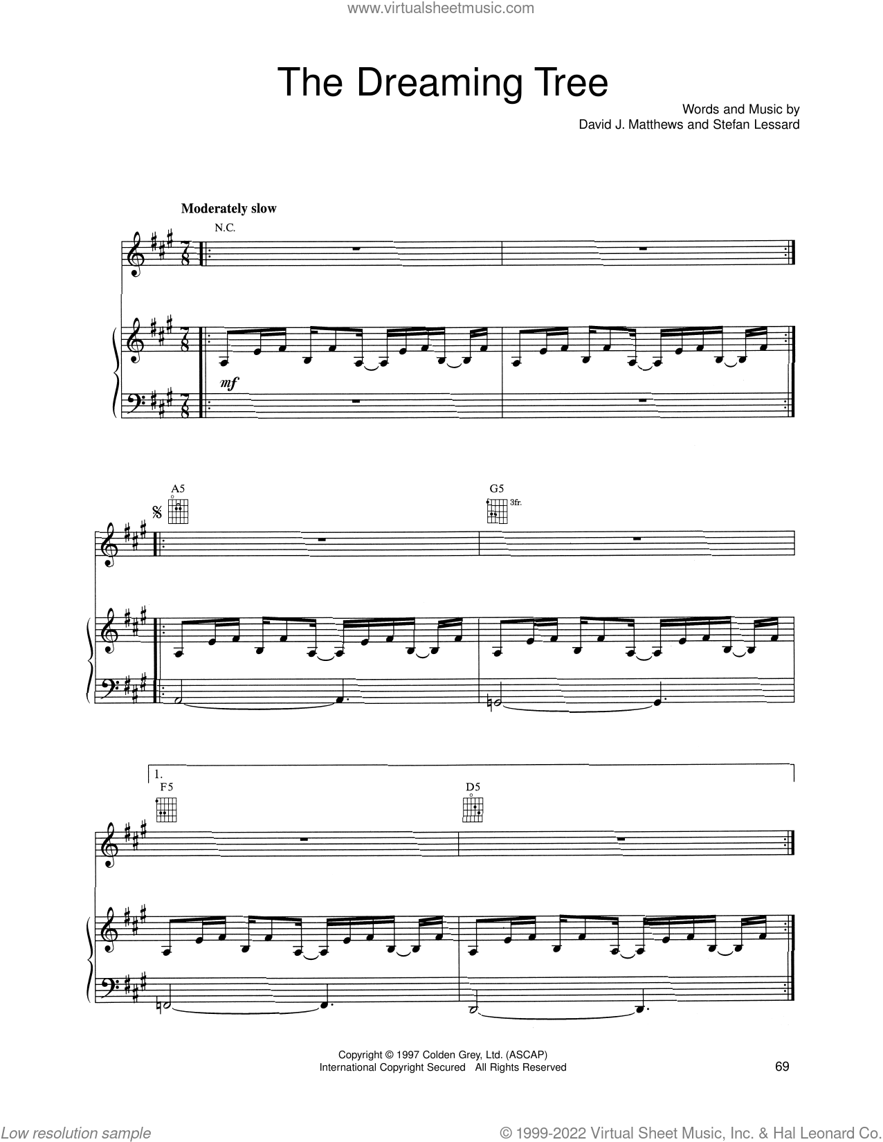 The Dreaming Tree sheet music for voice, piano or guitar (PDF)