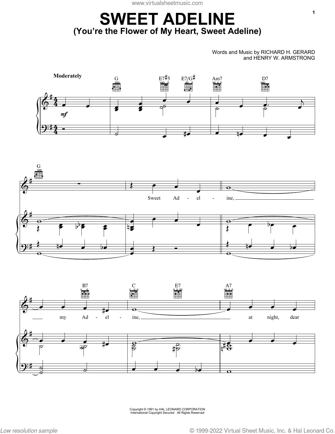 Sweet Adeline (You're The Flower Of My Heart, Sweet Adeline) sheet ...