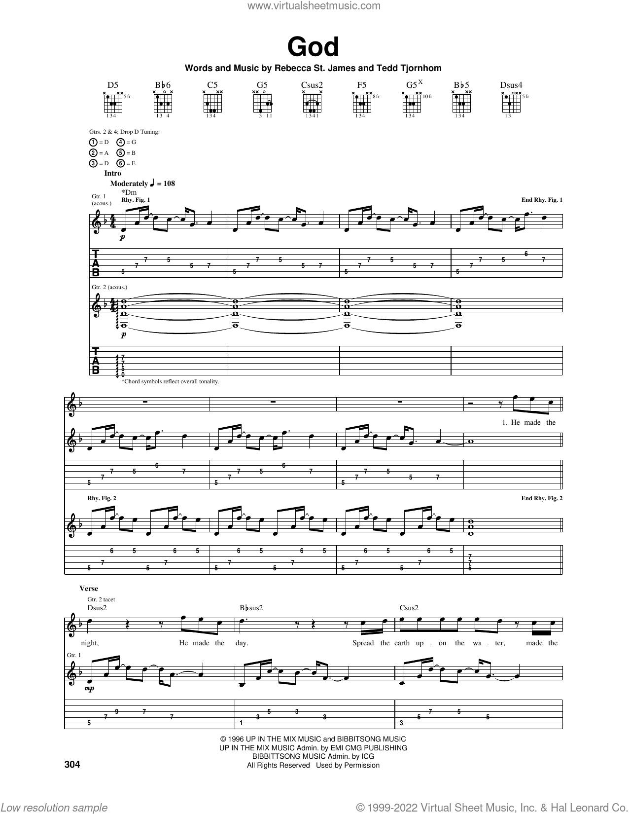 God sheet music for guitar (tablature) (PDF)