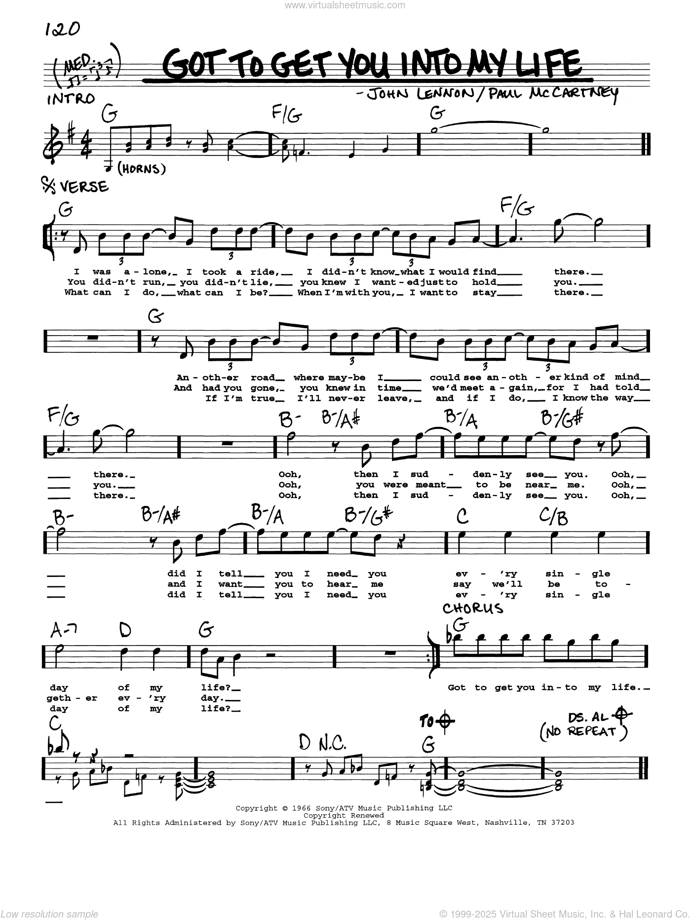 Got To Get You Into My Life sheet music (real book with lyrics)