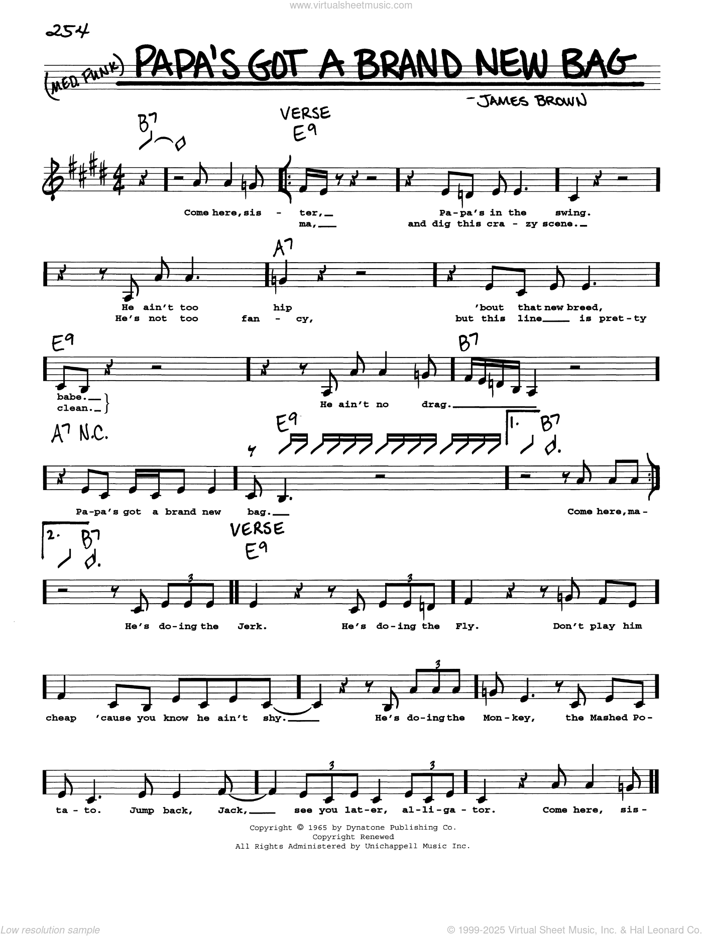 Papa's Got A Brand New Bag sheet music (real book with lyrics)