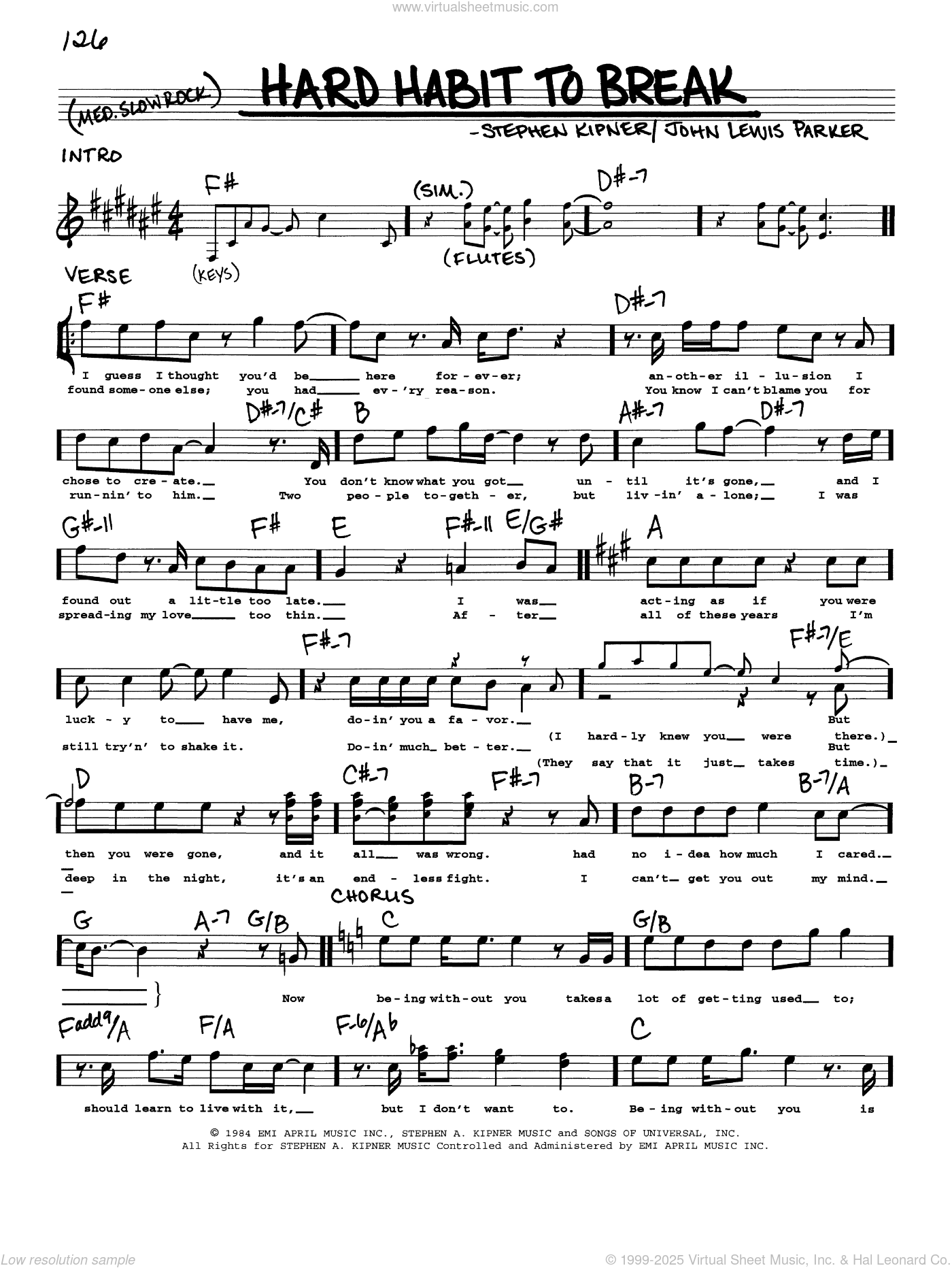 Hard Habit To Break sheet music (real book with lyrics) (PDF)